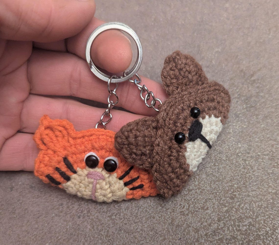 Crochet Pattern Keychain: Cat, Dog. Amigurumi Animals (PDF in US Terms ...
