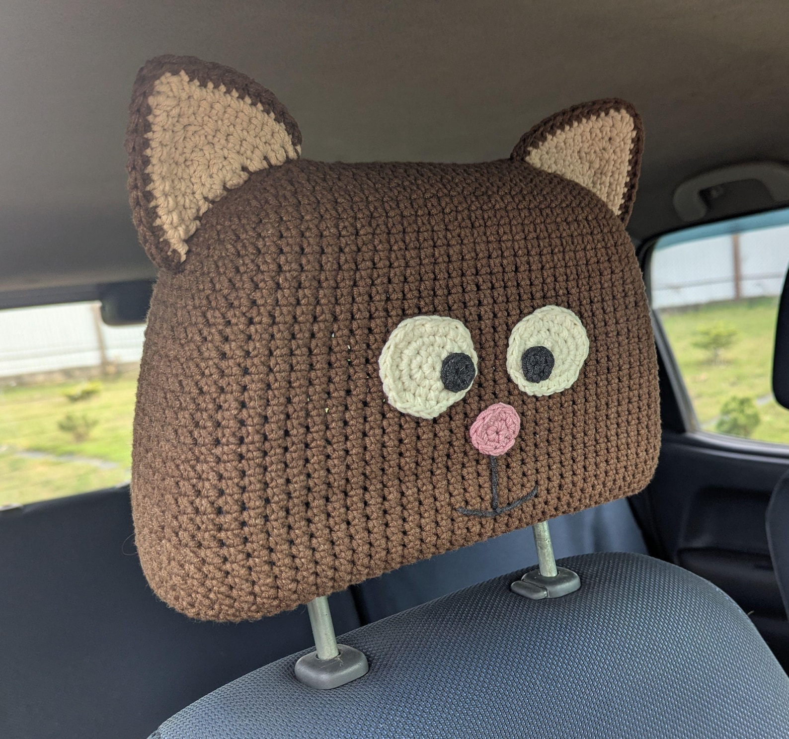 Crochet Pattern Car Headrest Cover: Cat. Cozy Auto Decor (PDF in US ...