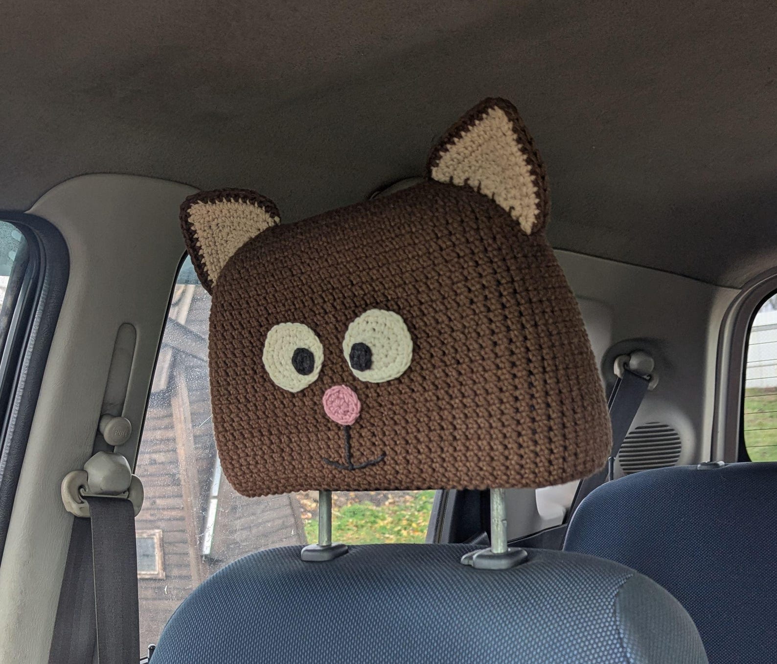 Crochet Pattern Car Headrest Cover: Cat. Cozy Auto Decor (PDF in US ...