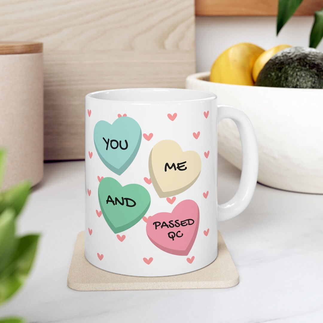 QC Candy Heart Valentine's Day Mug, Valentine's Day Laboratory Mug ...