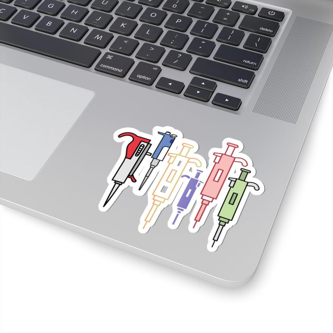 Colorful Pipette Illustration Stickers, Laboratory Science Sticker ...