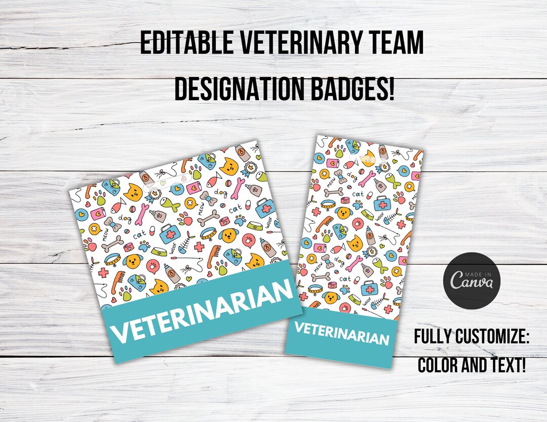 Editable Veterinary Team Designation Badges - Etsy
