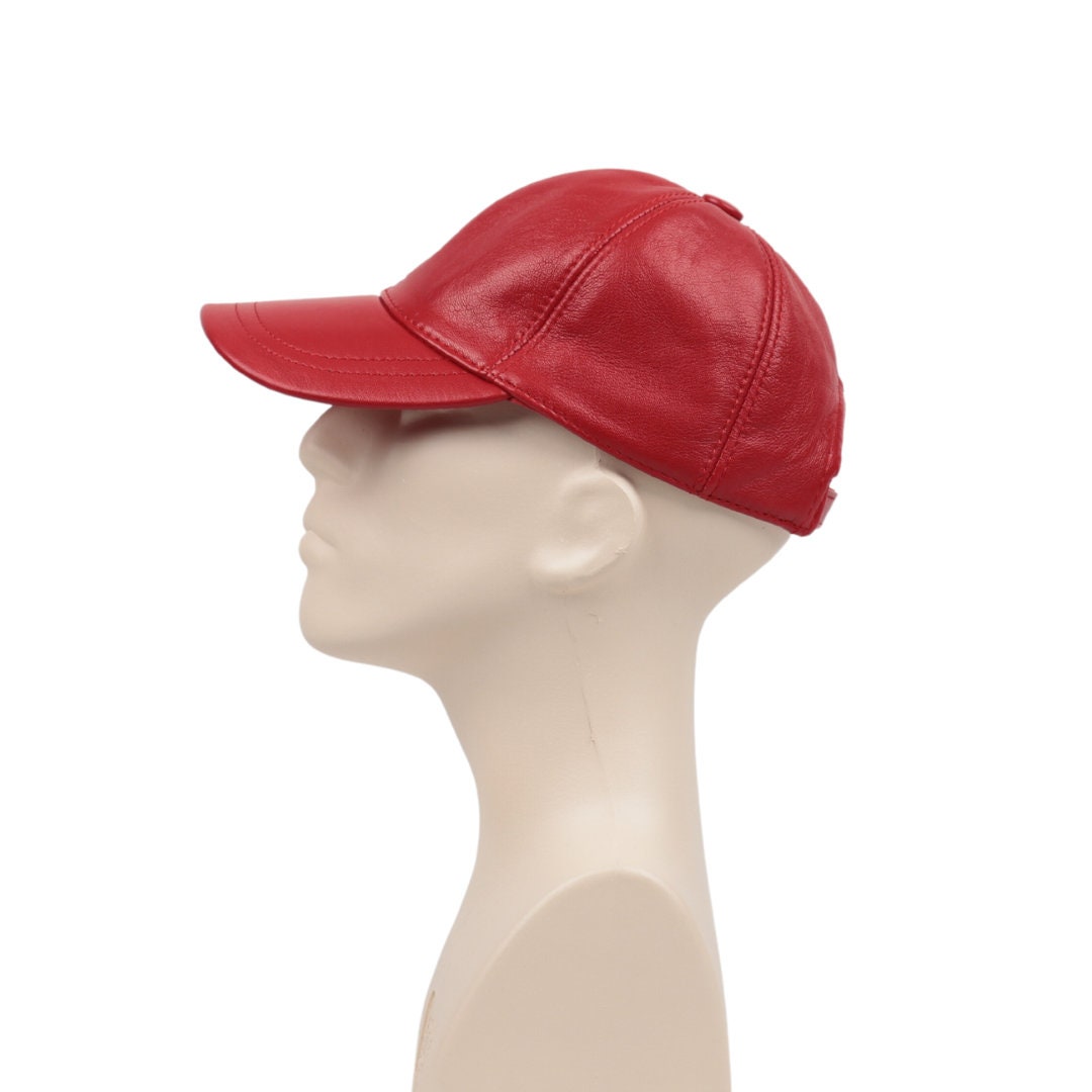 Red Leather Baseball Cap,adjustable Leather Cap,leather Hat, Unisex Cap ...