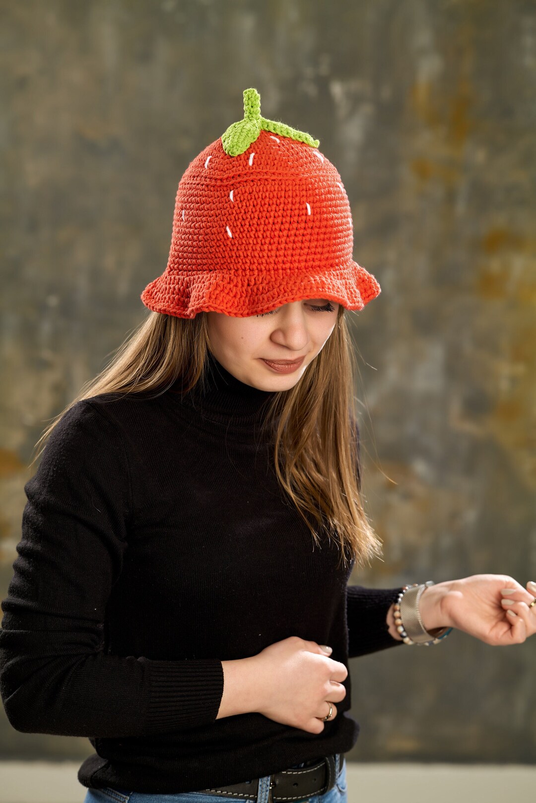 Strawberry Hat,strawberry Bucket,handmade Bee Hat,strawberry Girl Hat ...