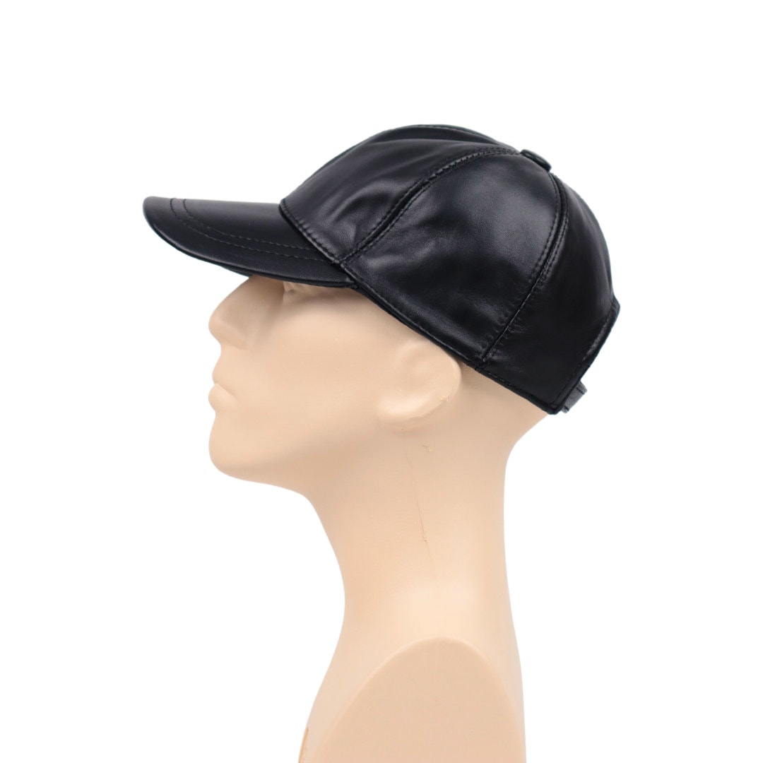 Black Leather Baseball Cap,adjustable Leather Cap,leather Hat, Unisex ...