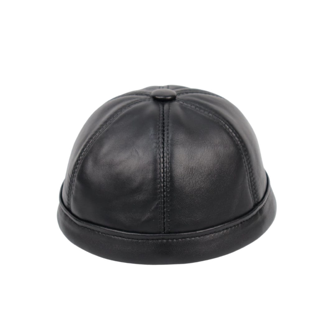 Handmade Black Leather Docker Cap: Unisex Fisherman Beanie - Etsy