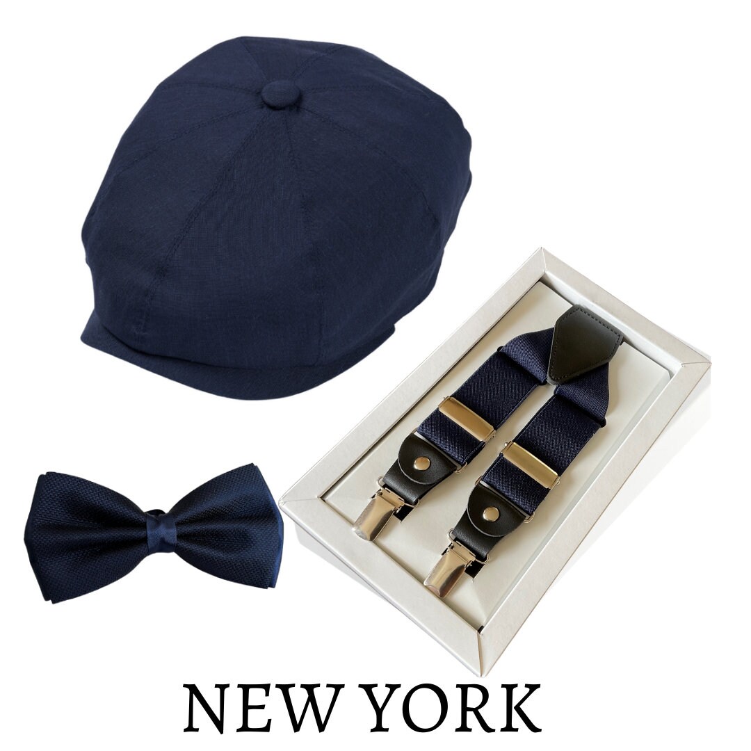 Stylish Newsboy Cap Wedding Set of 3,hat and Suspenders and Bow Tie ...