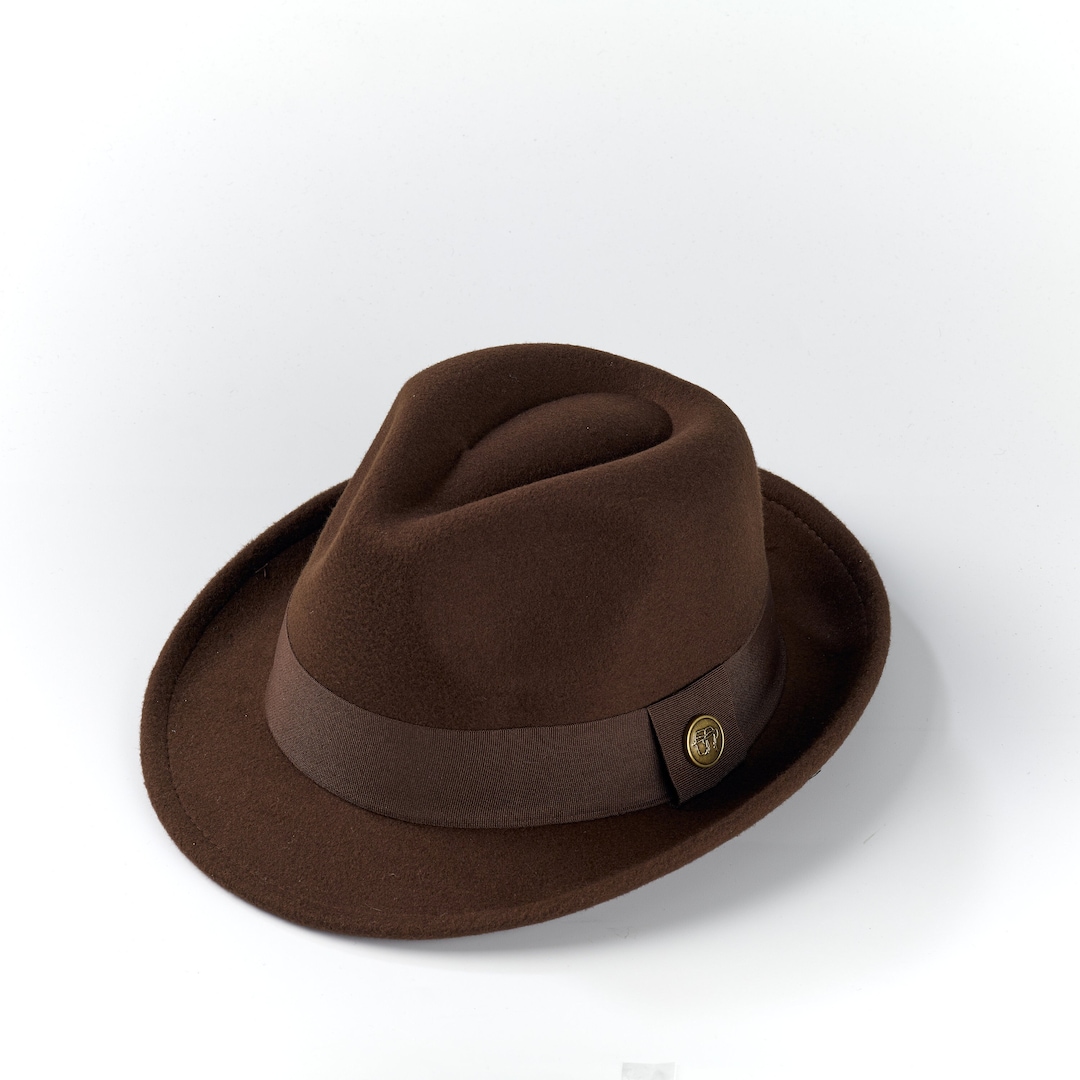 Brown Vegan Felt Fedora Hat: Classic Short Brim Rancher. - Etsy