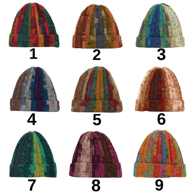 Handmade Crochet Beanie: Multicolor Boho Winter Cap - Etsy