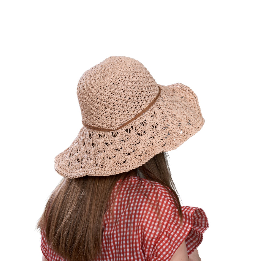 Pink Summer Straw Sun Hat: Wide Brim Beach Hat, Boho Lace Style - Etsy