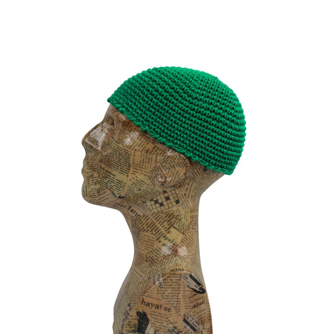 Grenn Handmade Islamic Prayer Cap ,muslim Kufi Skull Cap ,cotton ...