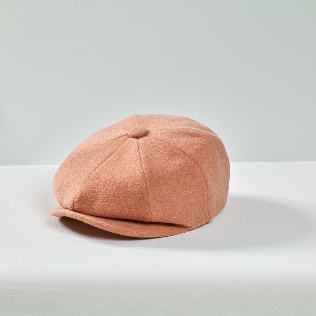 Pink Wool 8 Panels Women and Men Newsboy Cap Hat, Irish Flat Cap, Peaky ...