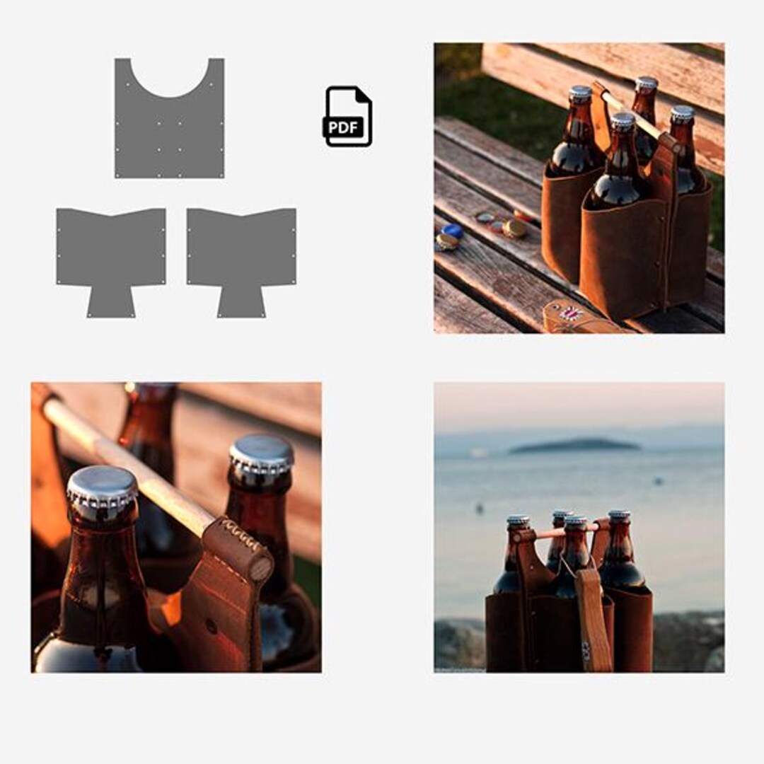 Leather Beer Holder Pattern, Handmade Beer Gift Templates, Christmas ...