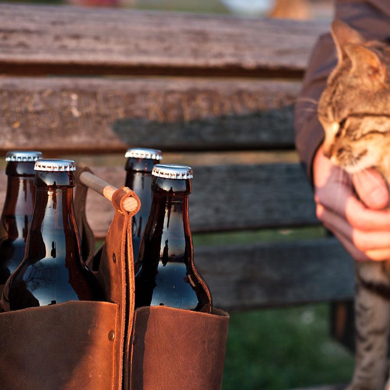 Leather Beer Holder Pattern, Handmade Beer Bag Templates, Beer Leather ...