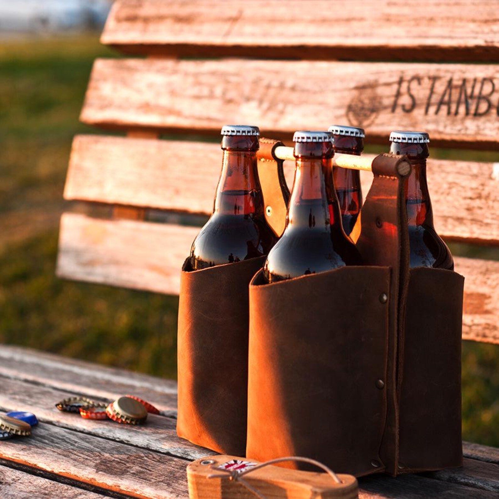 Leather Beer Holder Pattern, Handmade Beer Bag Templates, Beer Leather ...