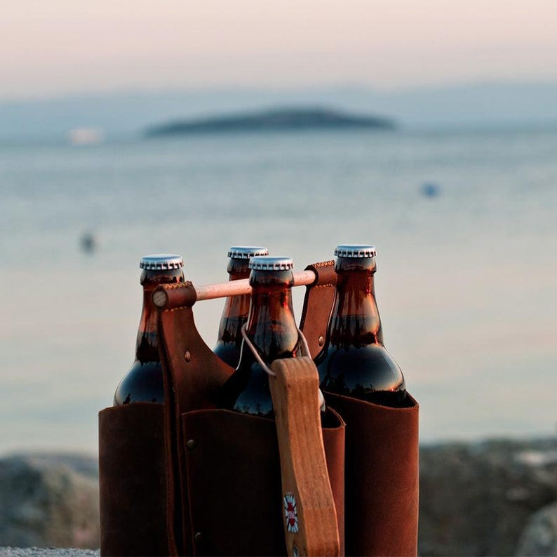 Leather Beer Holder Pattern, Handmade Beer Gift Templates, Christmas ...