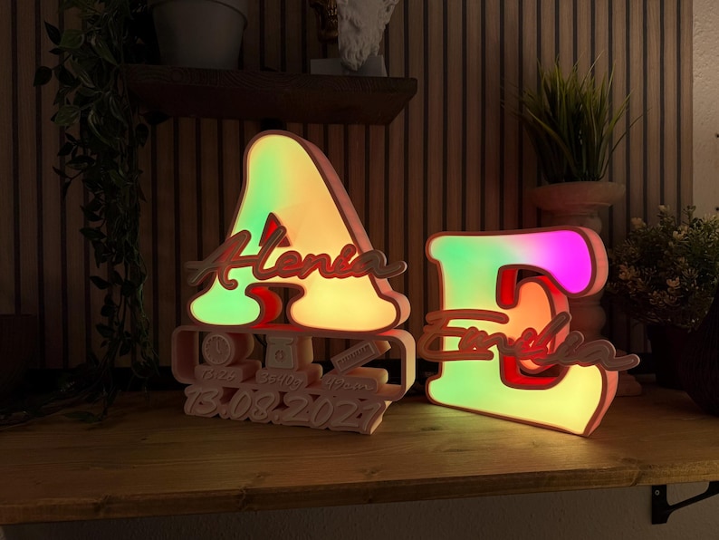 Night Light Illuminated Letter With Name, Birth Lamp, Letter Lamp ...