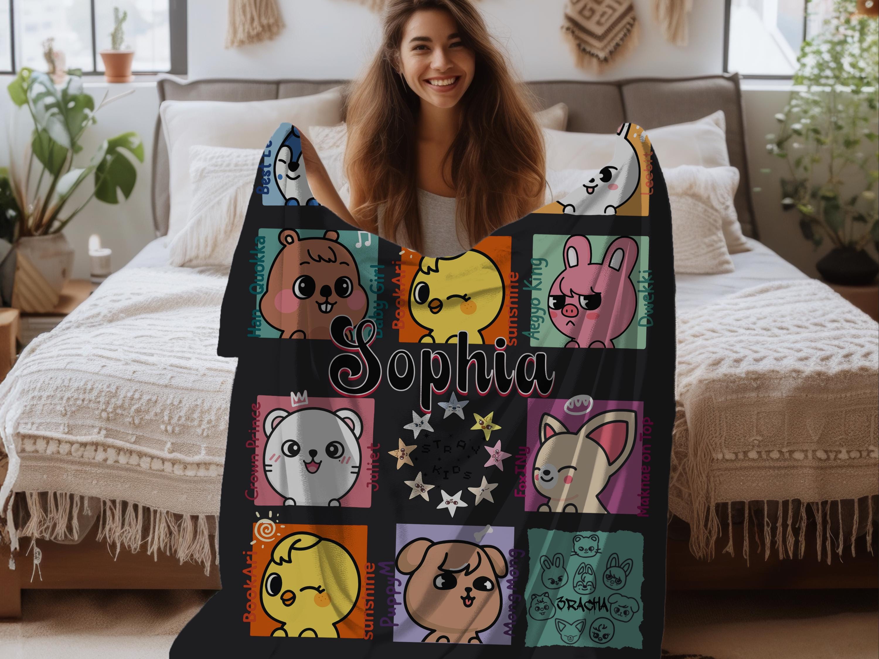 Personalized SKZOO Character Blanket, Custom K-inspired Blanket, Cozy ...