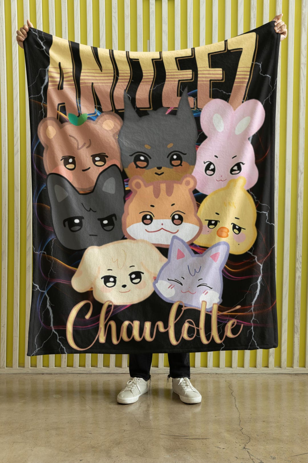 Aniteez Ateez Blanket: Cozy Soft K-pop Fan Throw With Atiny Characters ...