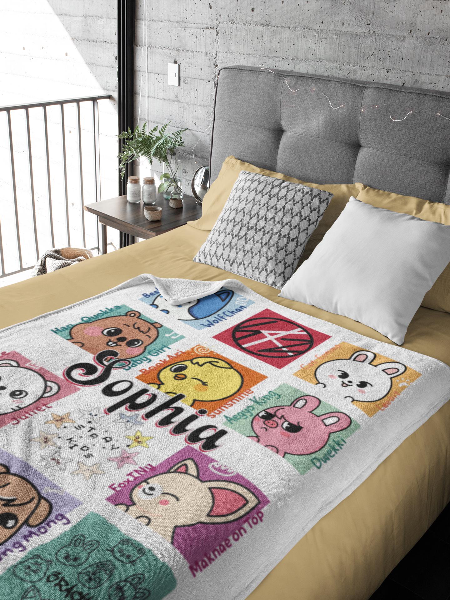 Personalized SKZOO Character Blanket, Custom K-inspired Blanket, Cozy ...
