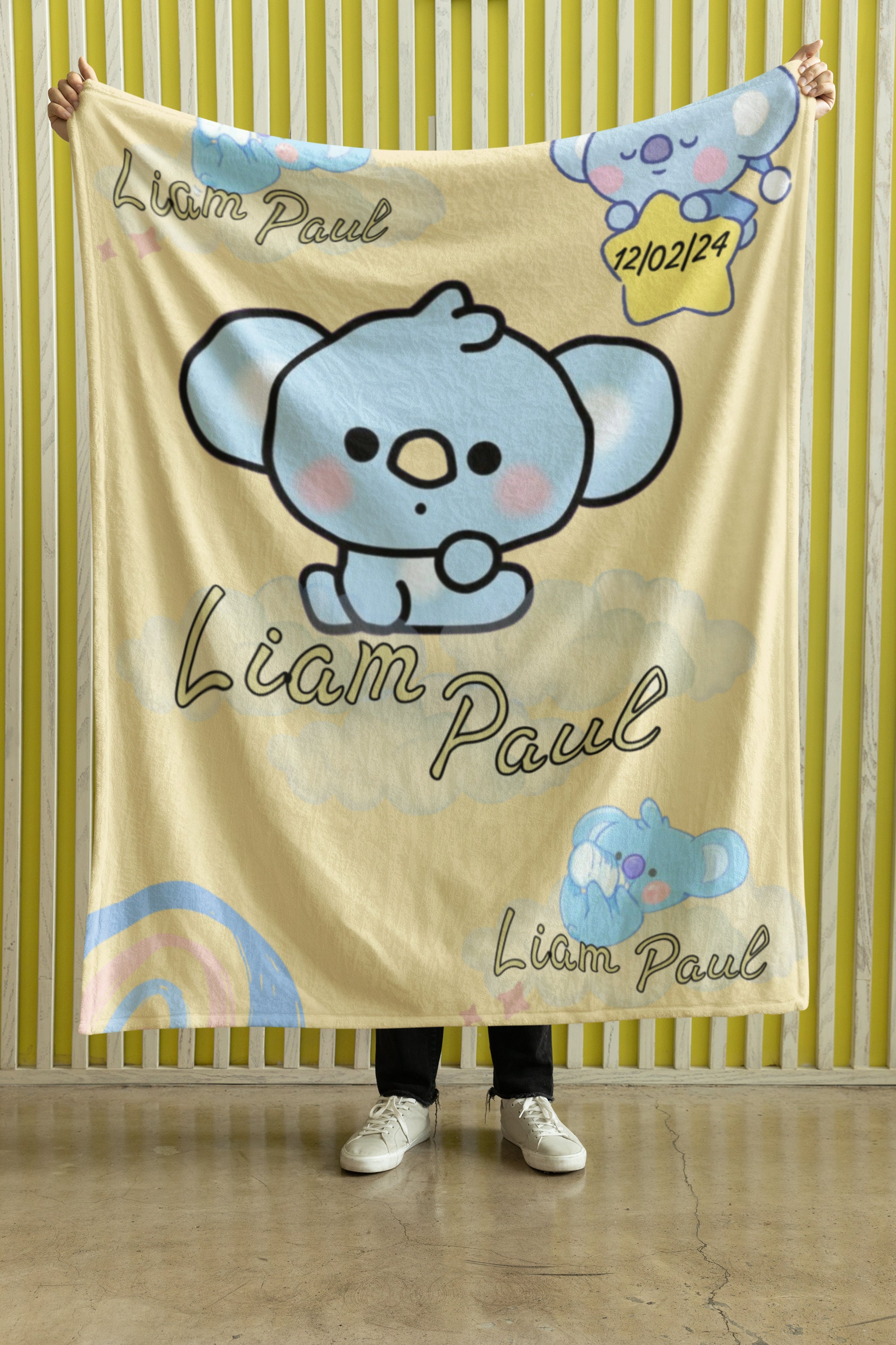BT21 Koya Custom Baby Blanket, BTS Inspired Name Blanket, Newborn BT21 ...