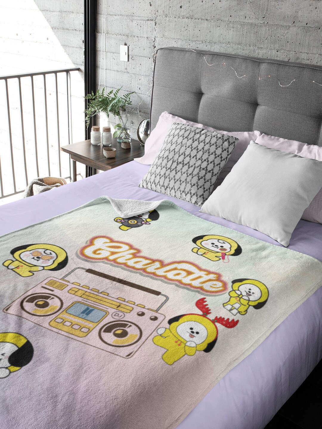 Cute BTS BT21 Chimmy Customized Plush Blanket, Personalized Name ...