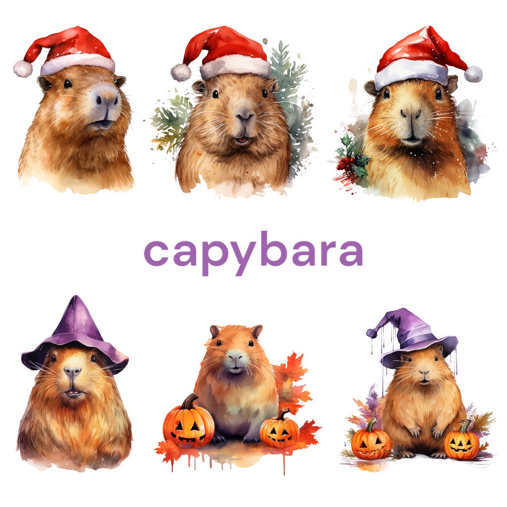 20 Watercolor Capybara Clipart, Scrapbooking, Digital Journals ...