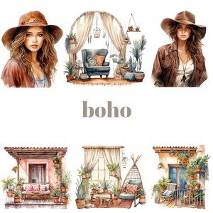 25 Boho Fall Cliparts, Watercolor Cliparts, Floral Fall Clipart, Autumn ...