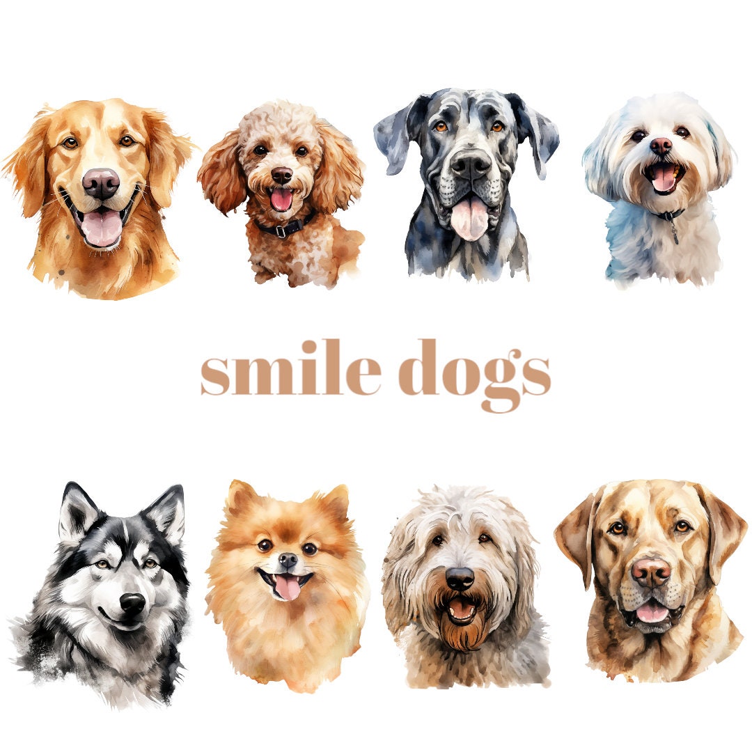 30 Dog Clipart Bundle Watercolor Dog Clipart Sublimation - Etsy