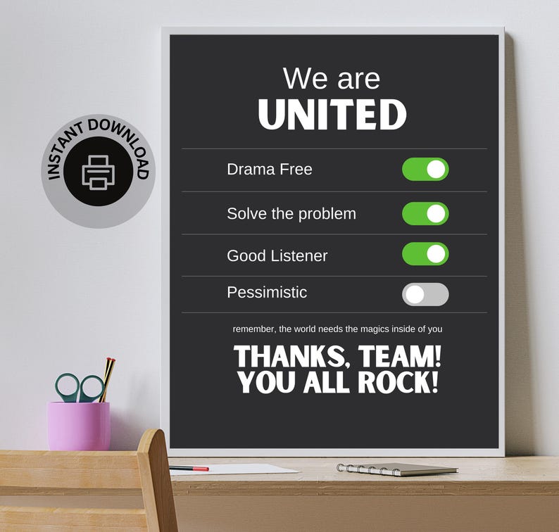 Team Building Poster, Office Unity, Teamwork Print, Workplace ...