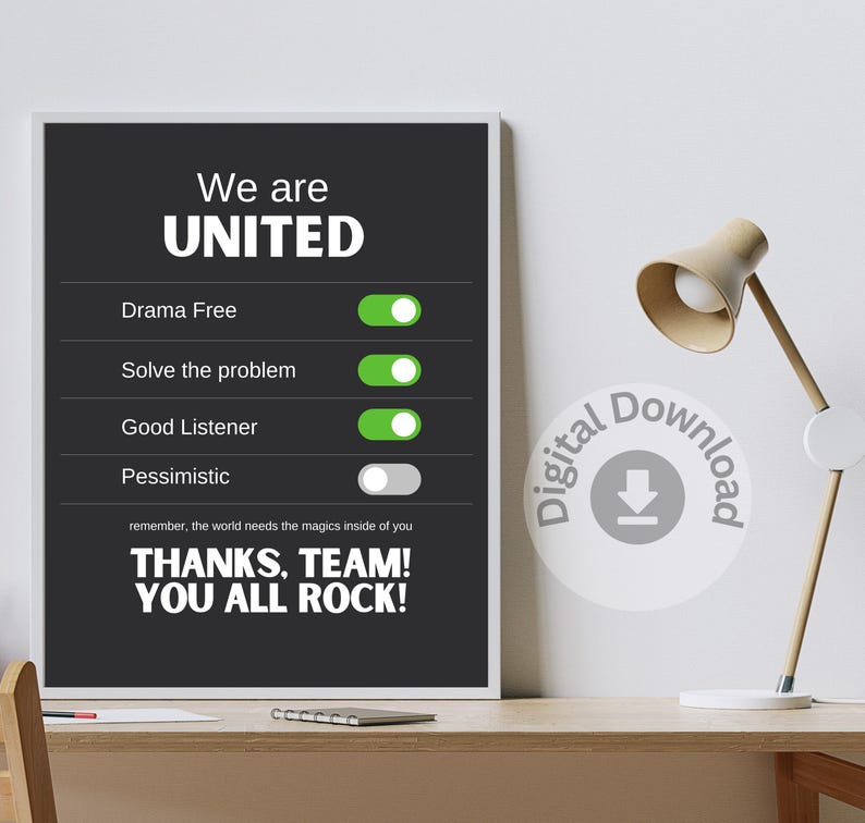 Team Building Poster, Office Unity, Teamwork Print, Workplace ...