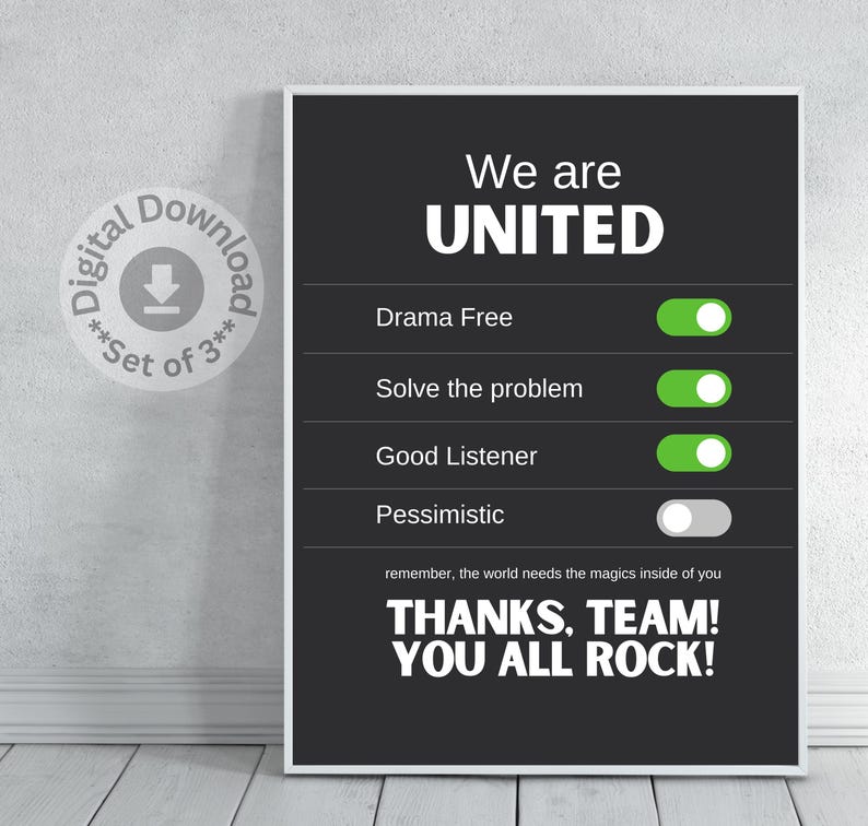 Team Building Poster, Office Unity, Teamwork Print, Workplace ...