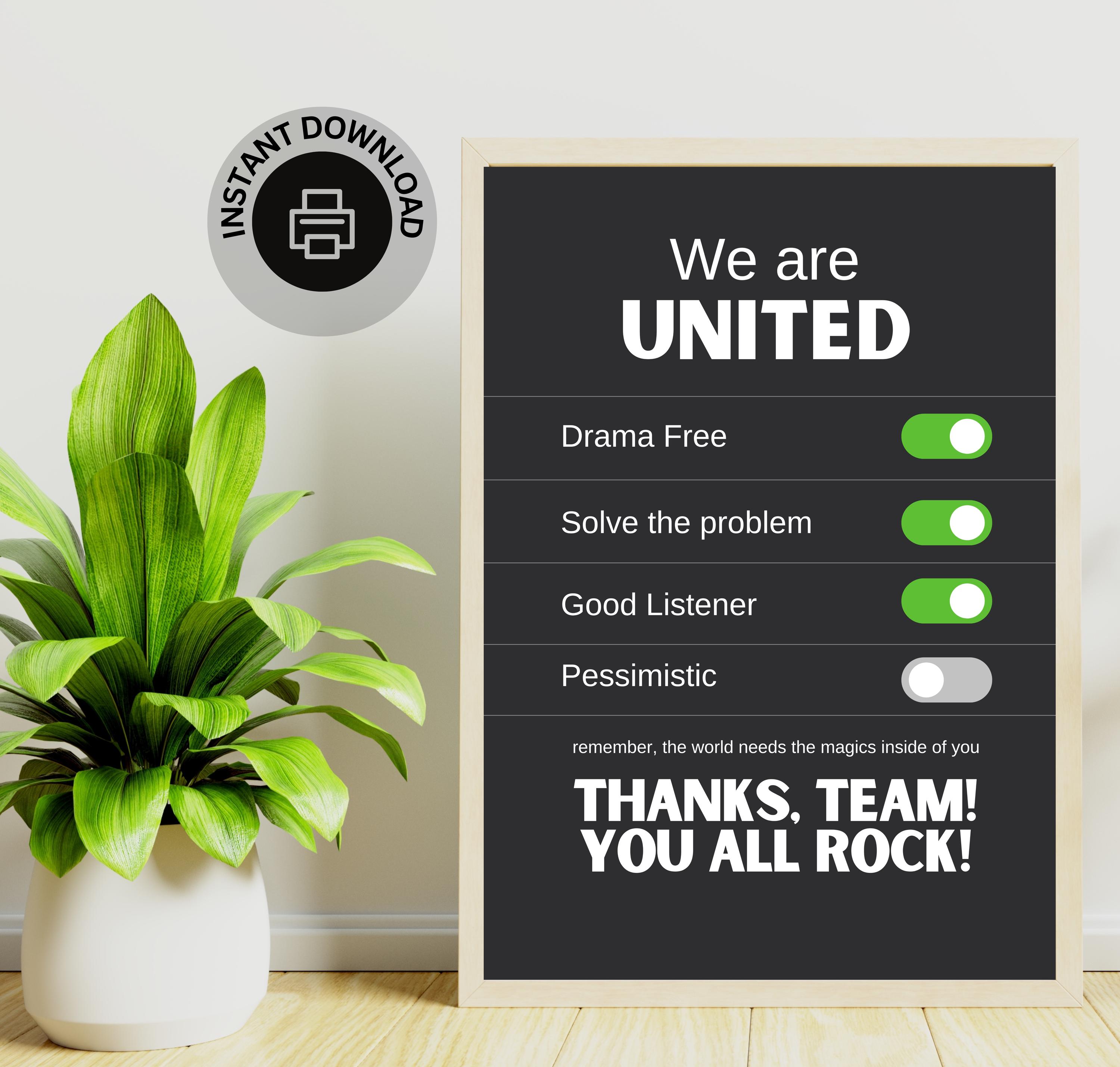 Team Building Poster, Office Unity, Teamwork Print, Workplace ...