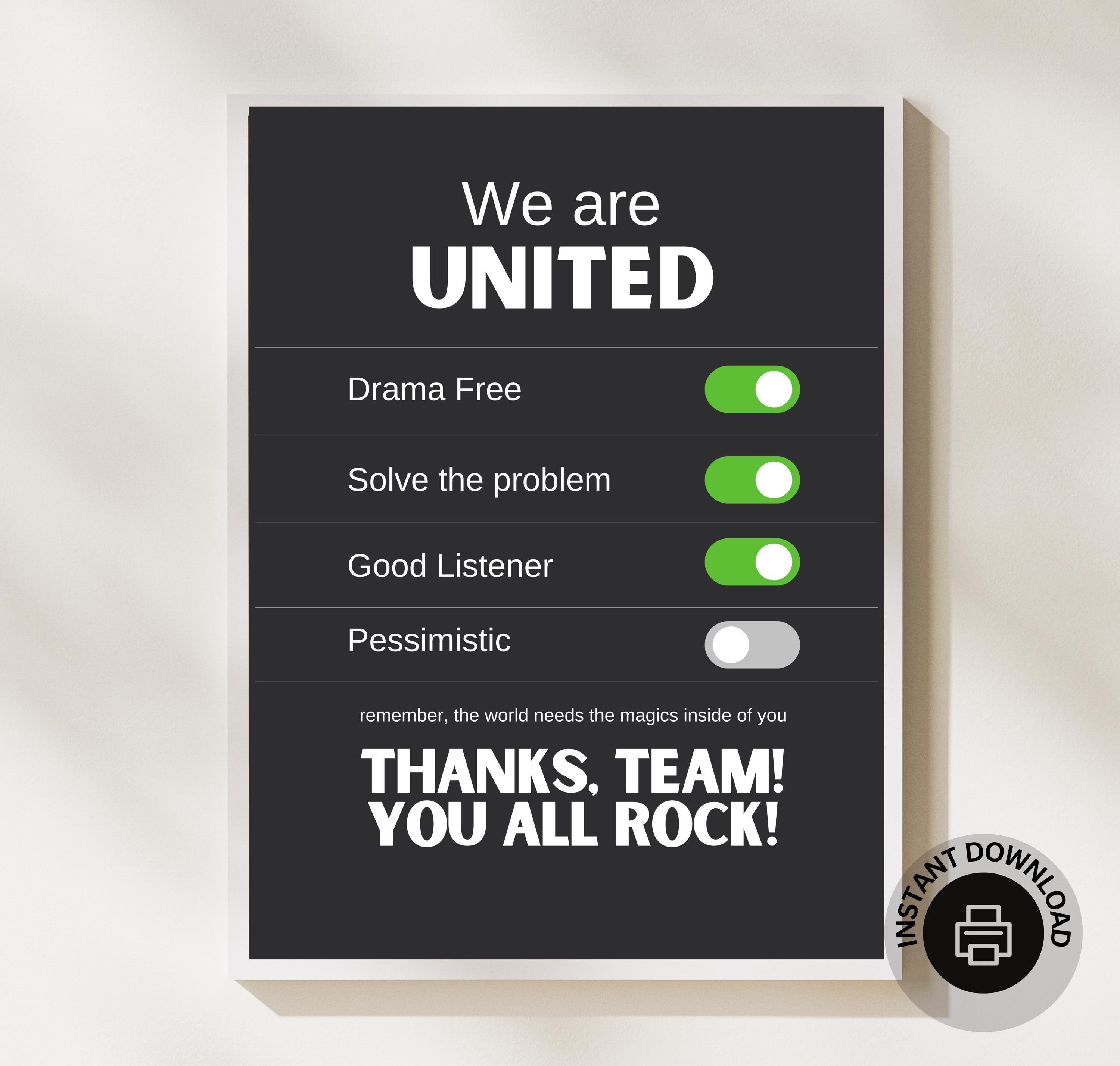 Team Building Poster, Office Unity, Teamwork Print, Workplace ...