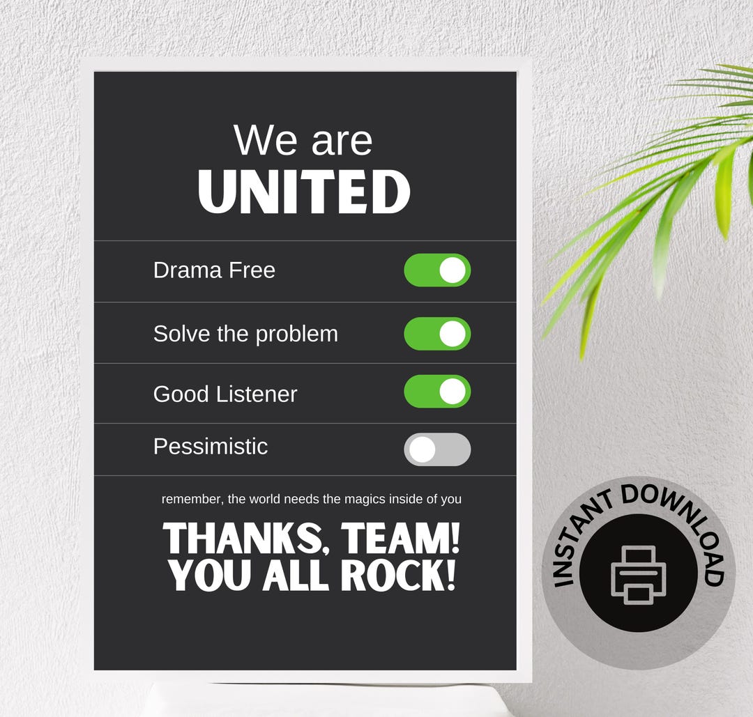 Team Building Poster, Office Unity, Teamwork Print, Workplace ...