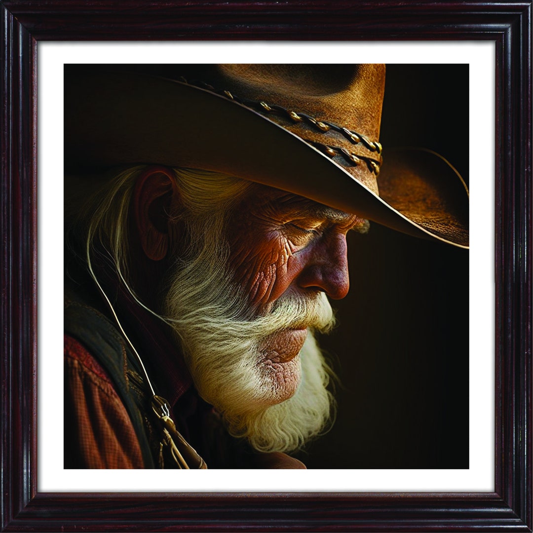 Old Timer Cowboy Painting, Western Wall Art, Cowboy Art Print, Western ...