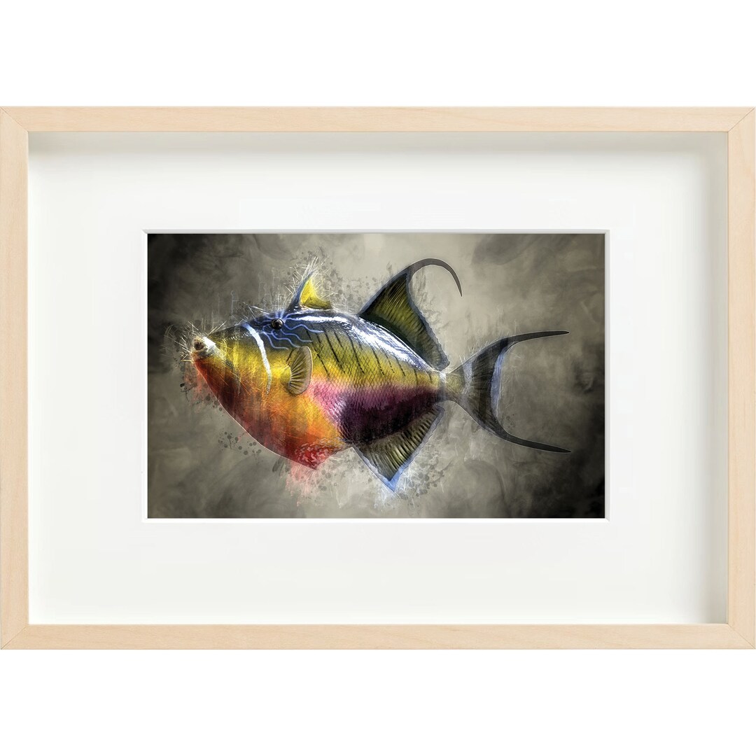 Trigger Fish Print, Fishing Wall Art, Angler Fish Art, Deep Sea Fishing ...