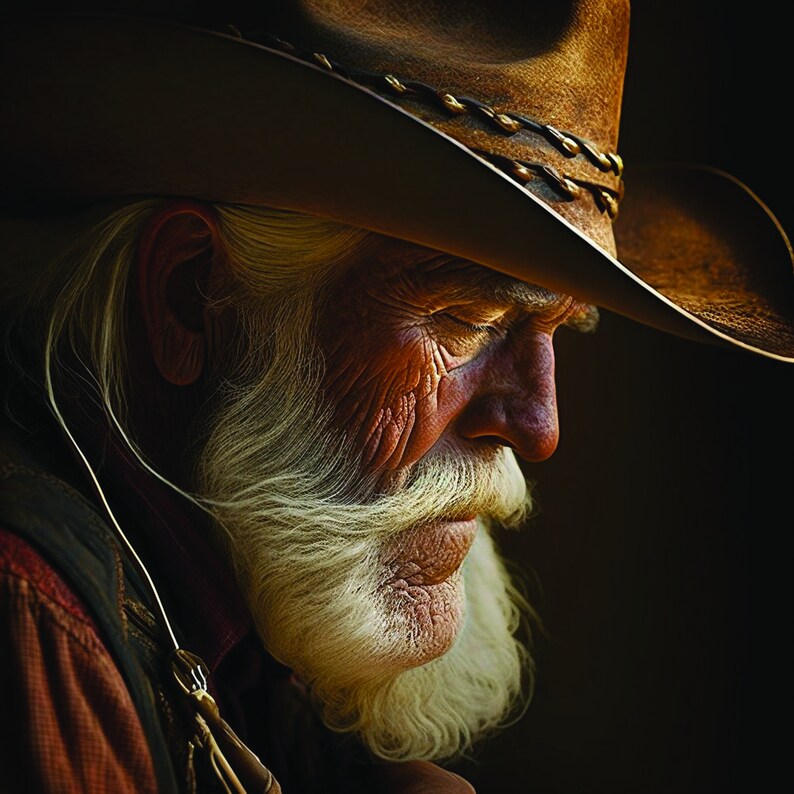 Old Timer Cowboy Painting, Western Wall Art, Cowboy Art Print, Western ...