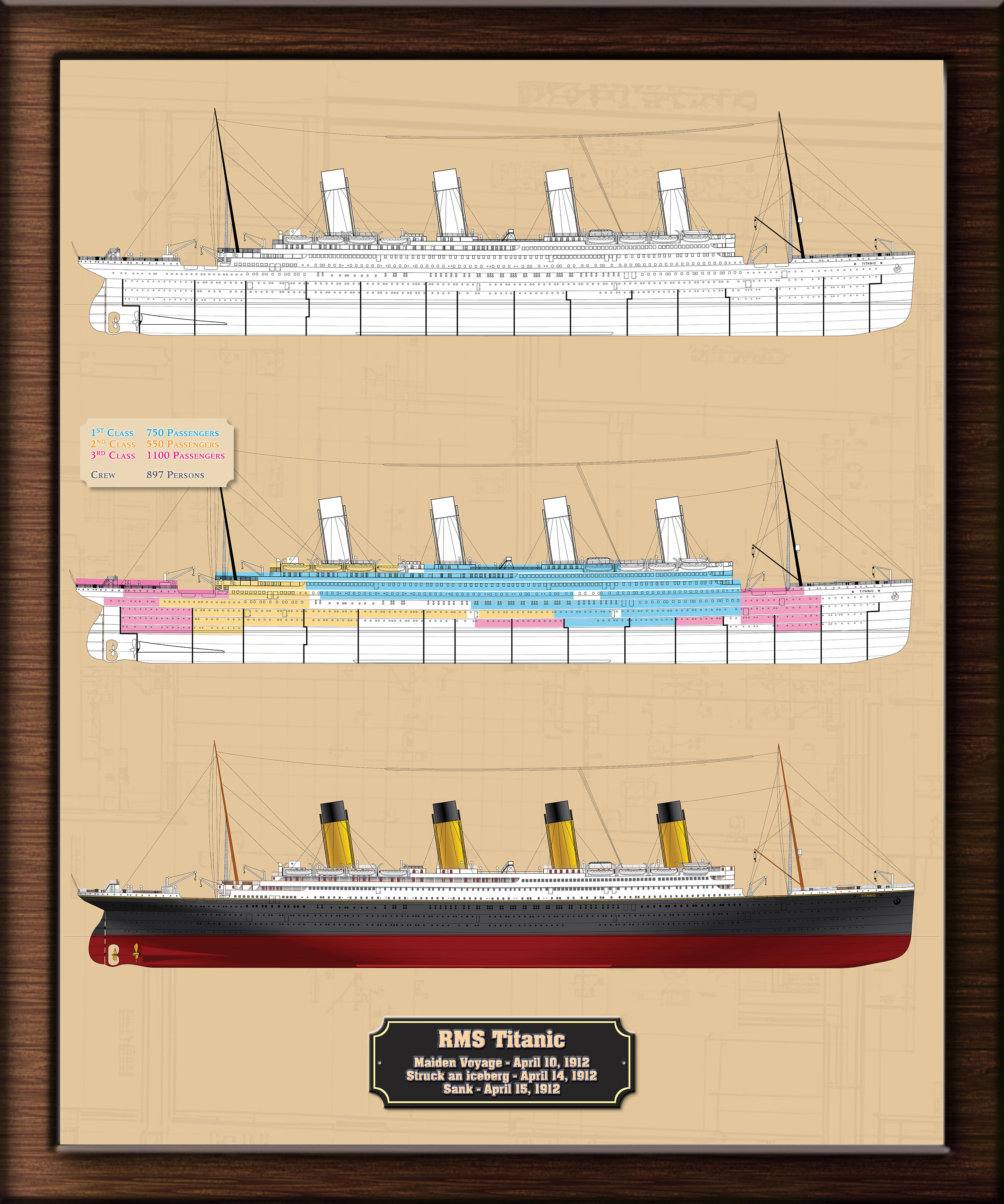 R.M.S. Titanic, 3 Options to Choose From, Titanic Drawing, Titanic ...