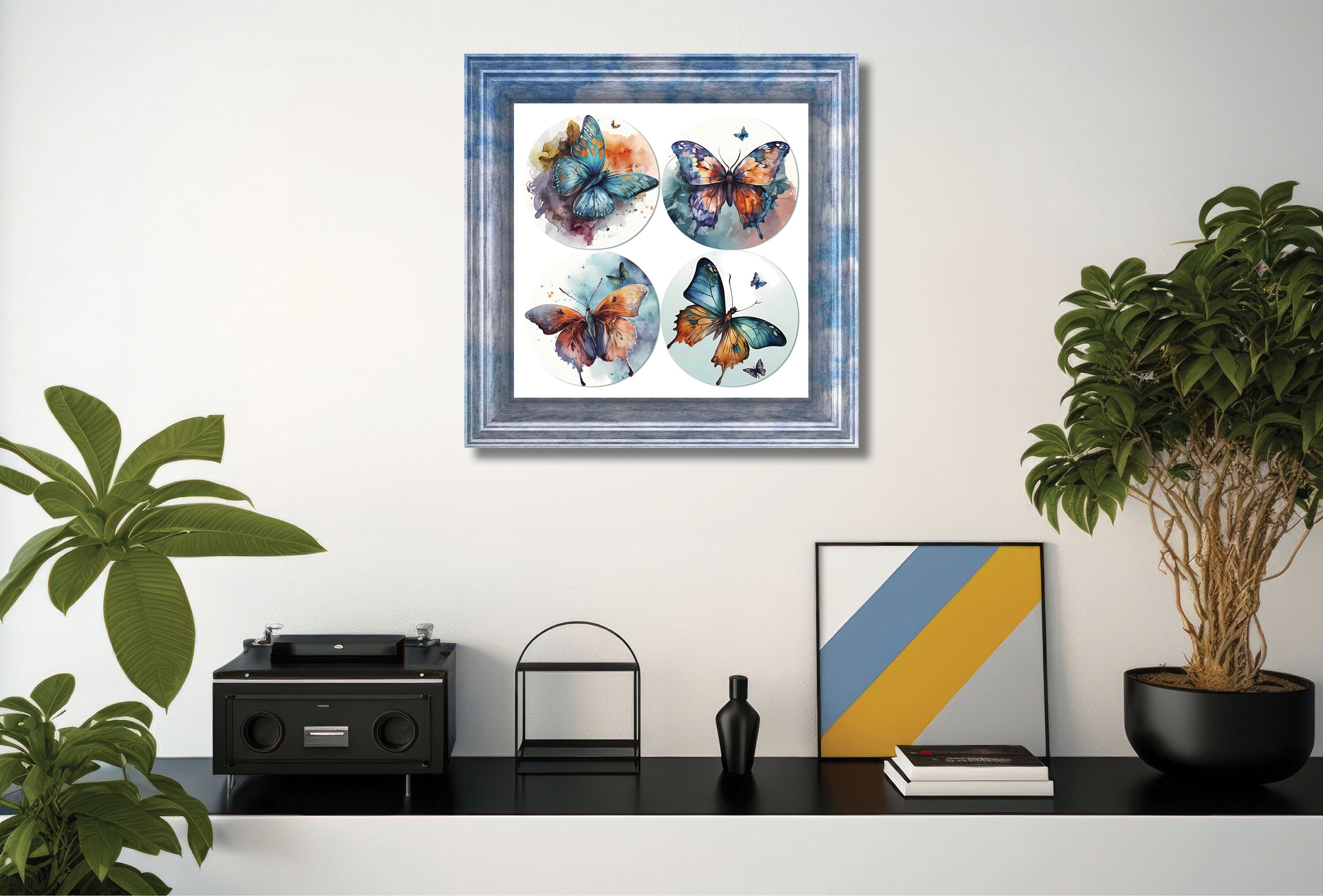 Butterfly Wall Art All 4 Butterflies on One Print Butterflies Decor ...
