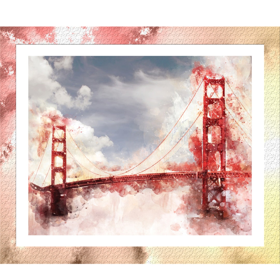 Golden Gate Bridge Art Golden Gate Bridge Painting Golden - Etsy