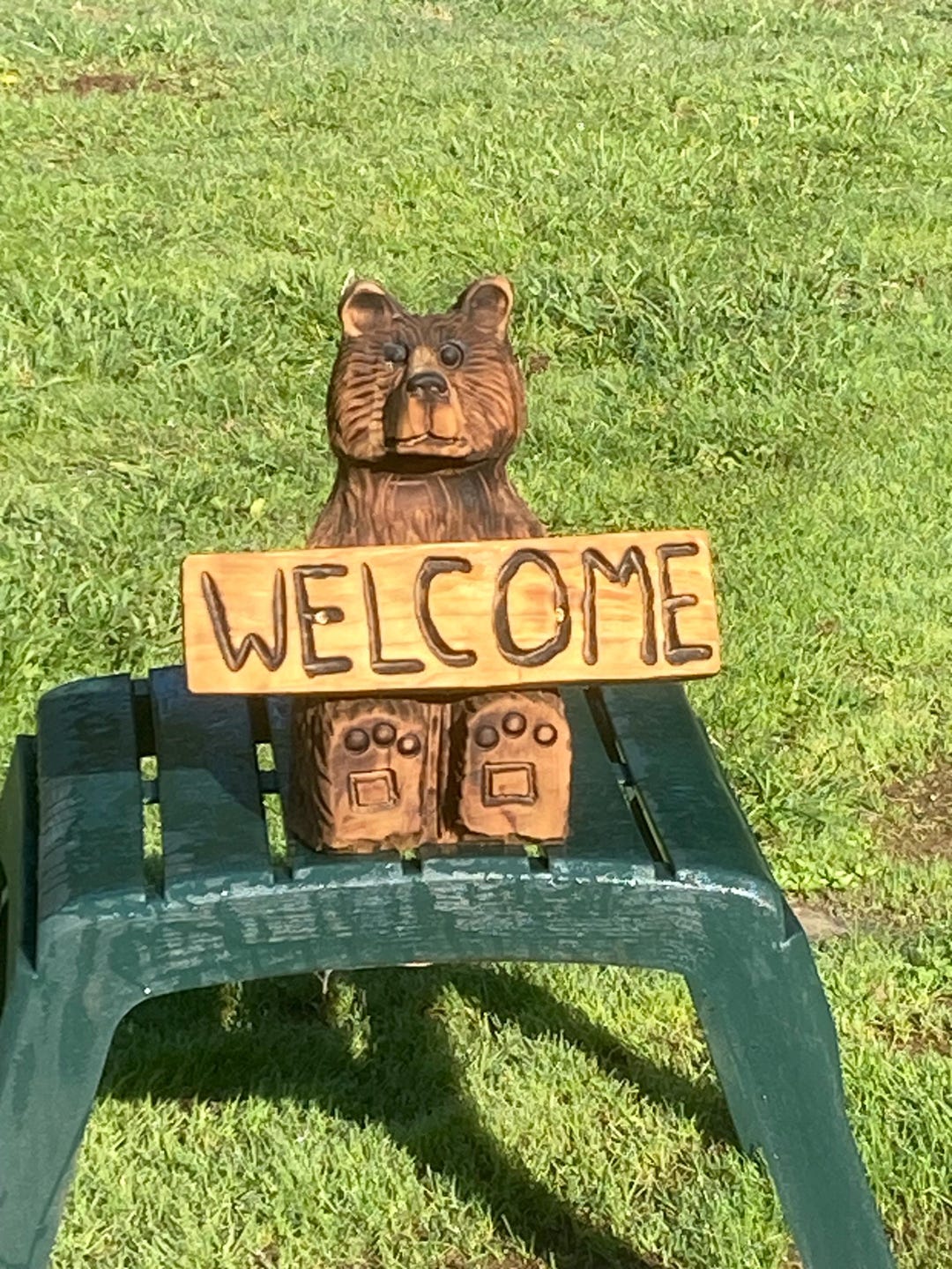 Chainsaw Carved Welcome Bear - Etsy