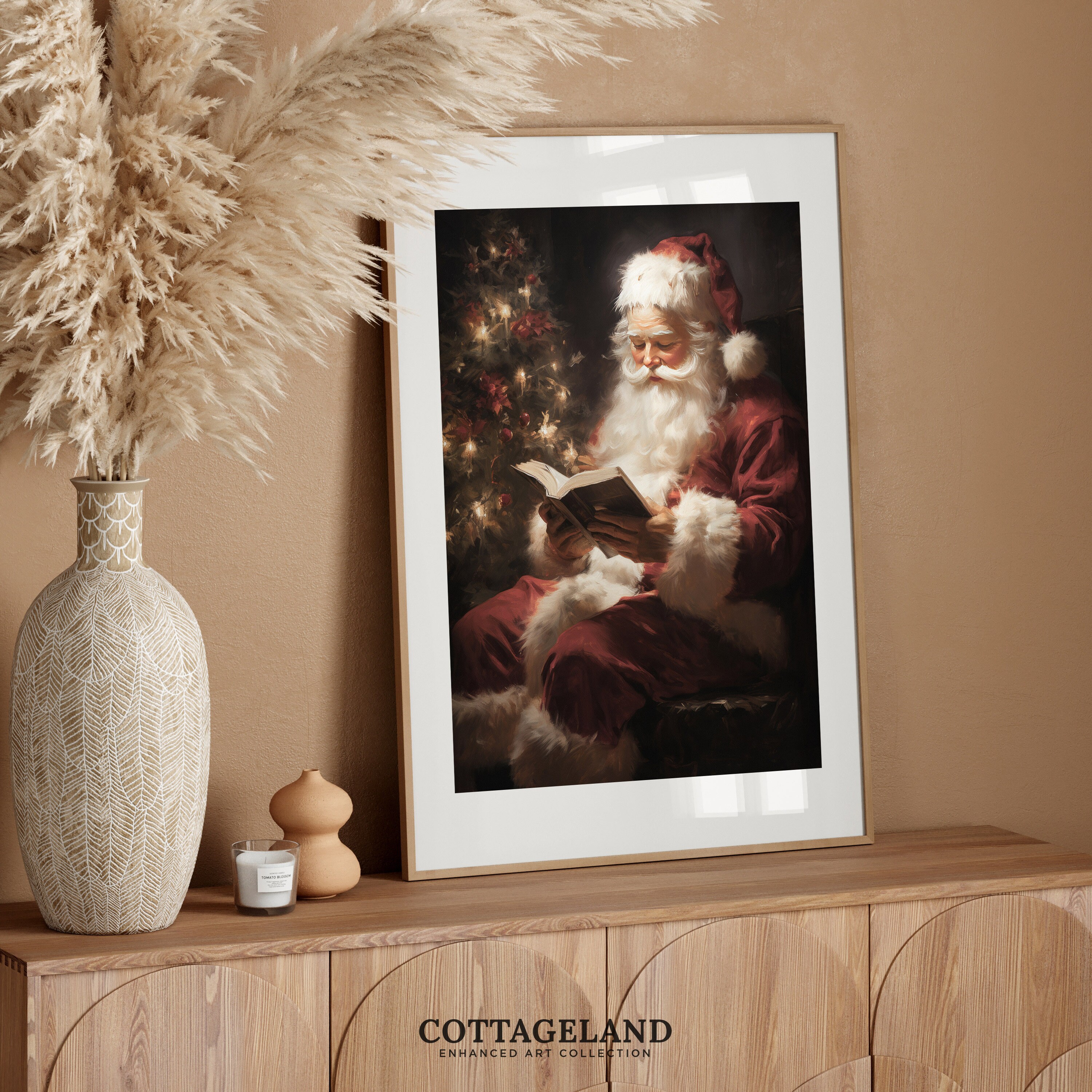 Mr & Mrs. Claus Reading Book Wall Art Set of 4 Christmas Gallery Wall ...