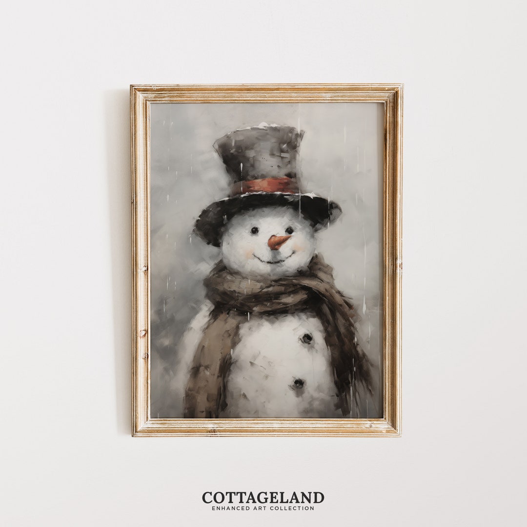 Snowman Wall Decor Christmas Wall Art, Printable Vintage Christmas Art ...