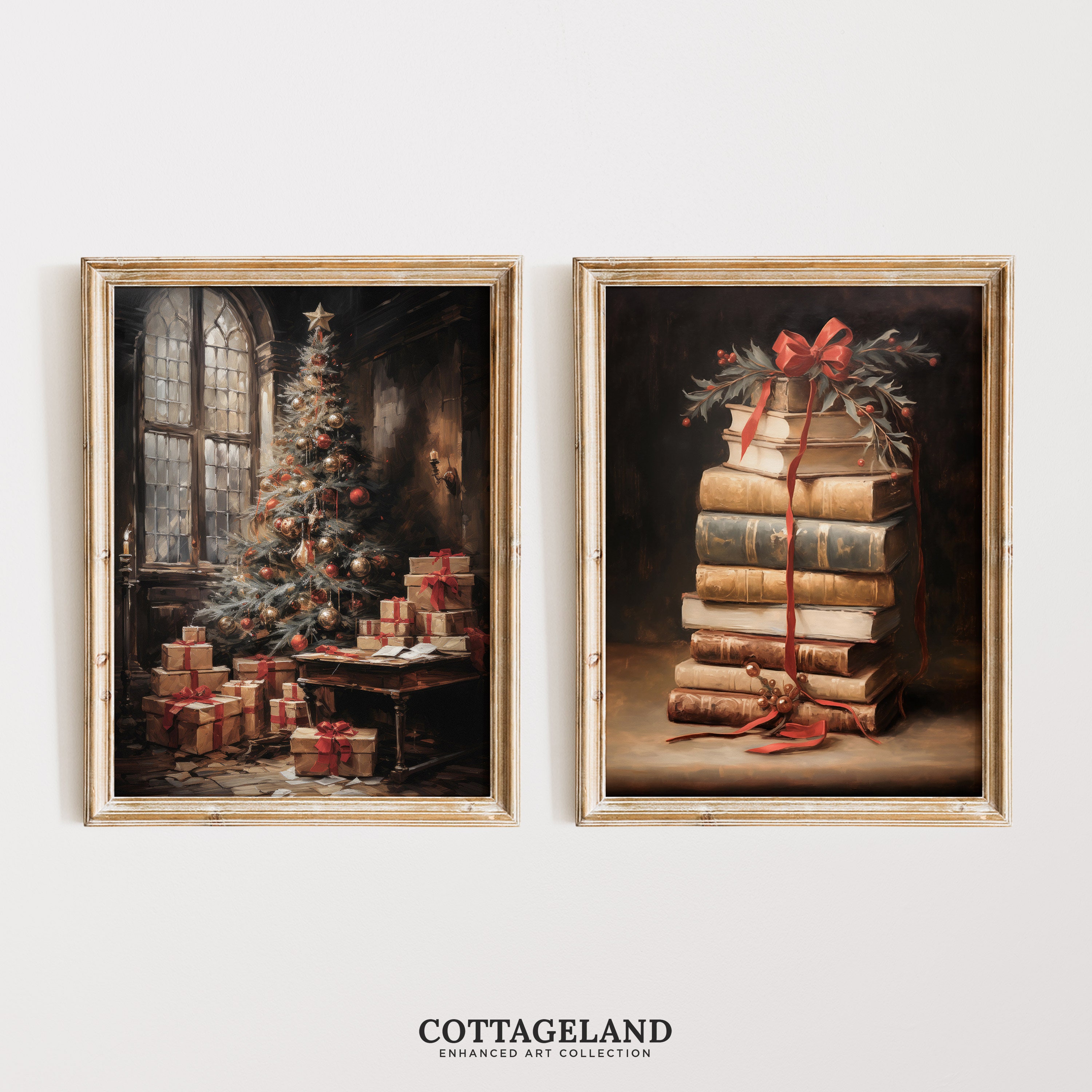 Mr & Mrs. Claus Reading Book Wall Art Set of 4 Christmas Gallery Wall ...