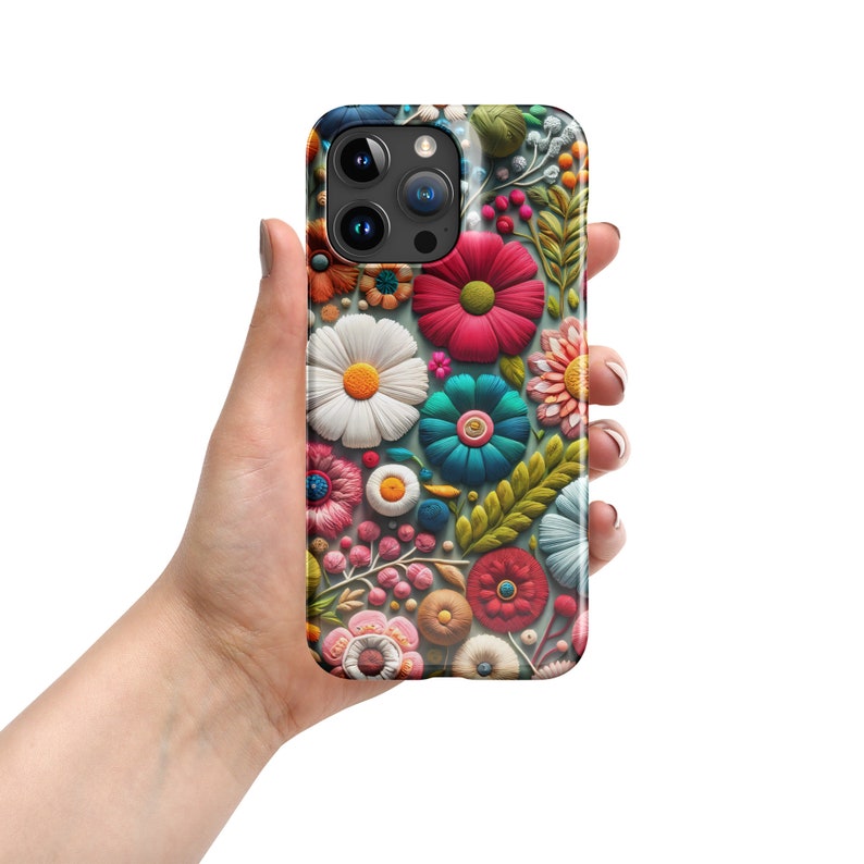 Cottagecore Elegance: Embroidered Phone Case With Colorful Flower ...