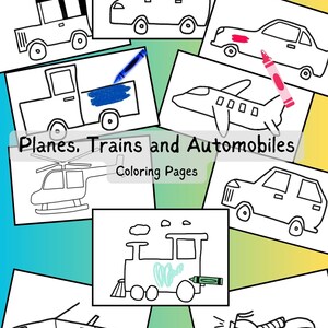 Planes, Trains, and Automobiles Coloring Pages - Etsy UK