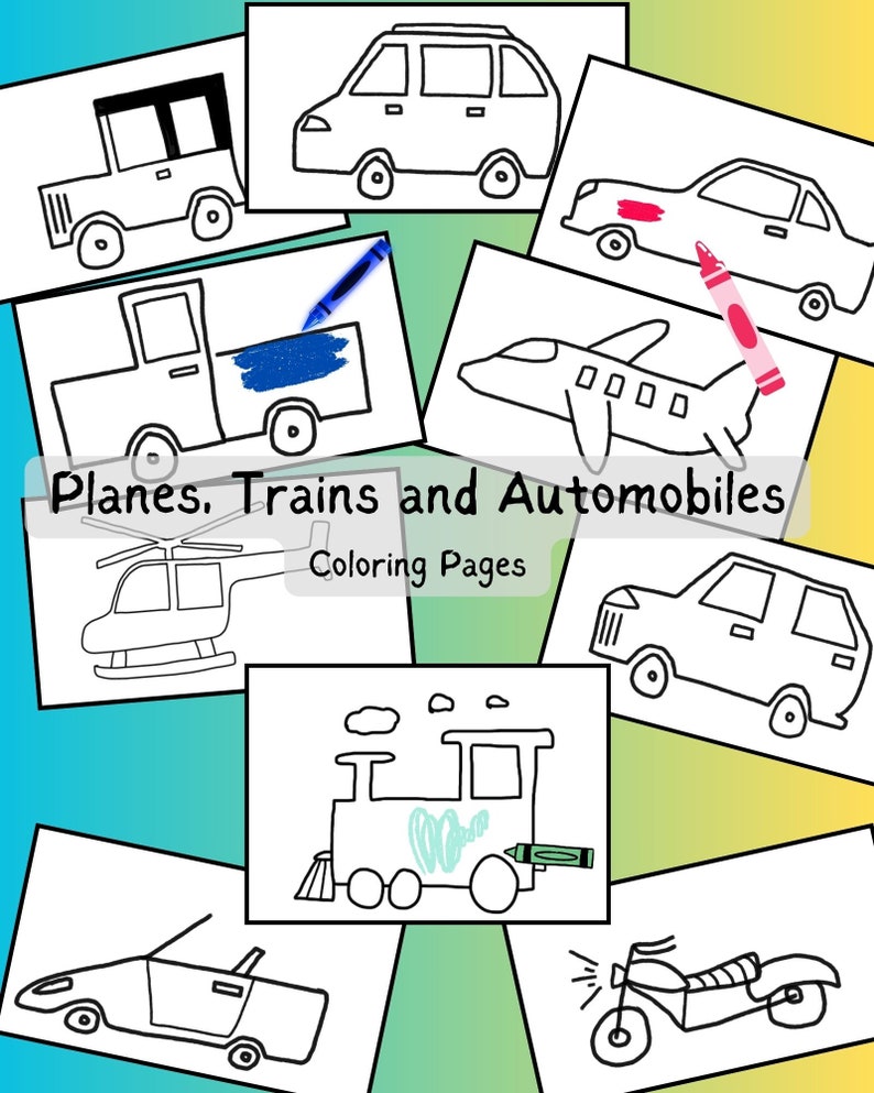 Planes, Trains, and Automobiles Coloring Pages - Etsy UK