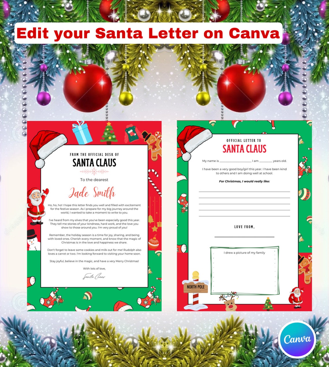 Printable Santa Letter Template | Editable Santa Letter Template ...