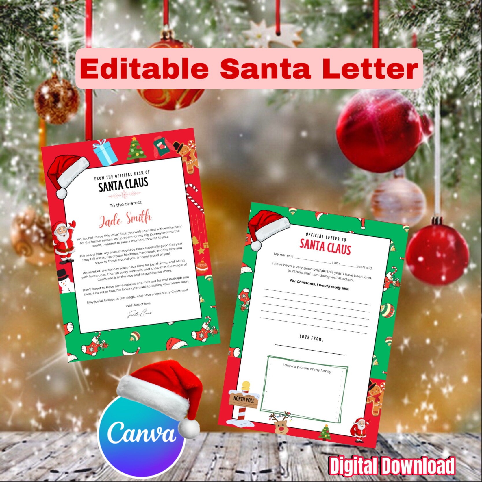 Printable Santa Letter Template | Editable Santa Letter Template ...